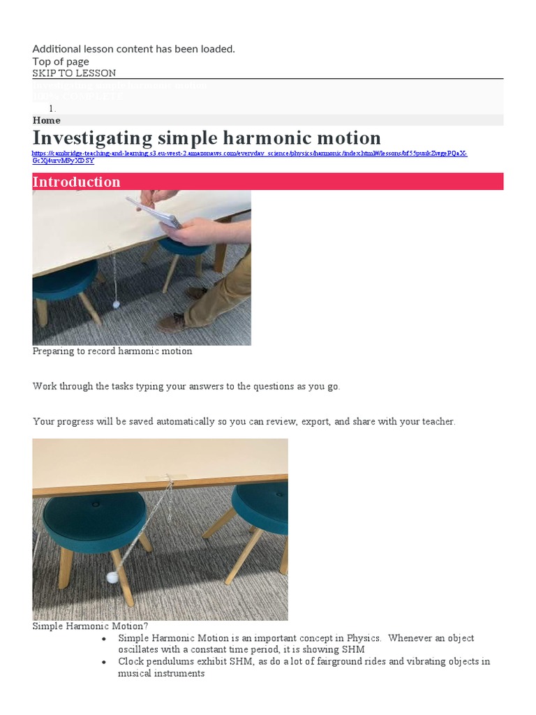 Investigating Simple Harmonic Motion | PDF | Force | Pendulum