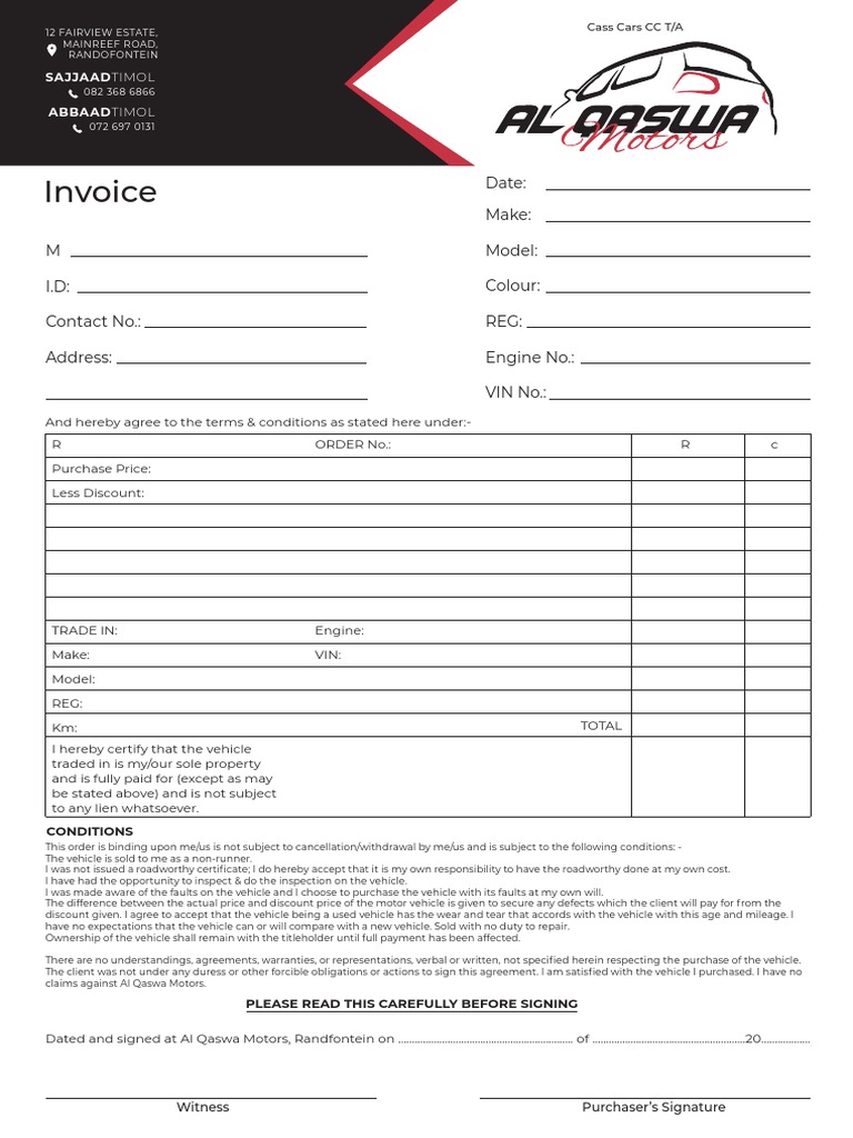 Al Qaswa Invoice Logo 1 PDF Vehicles Civil Law Legal System 