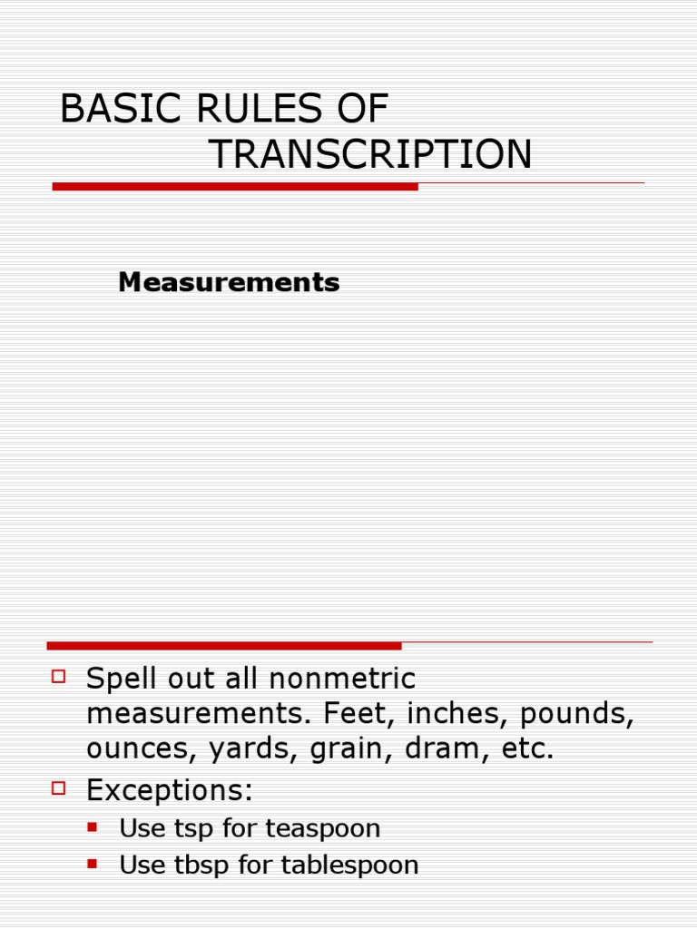 03 Basic Rules of Transcription-Others | PDF | Ounce | Fahrenheit