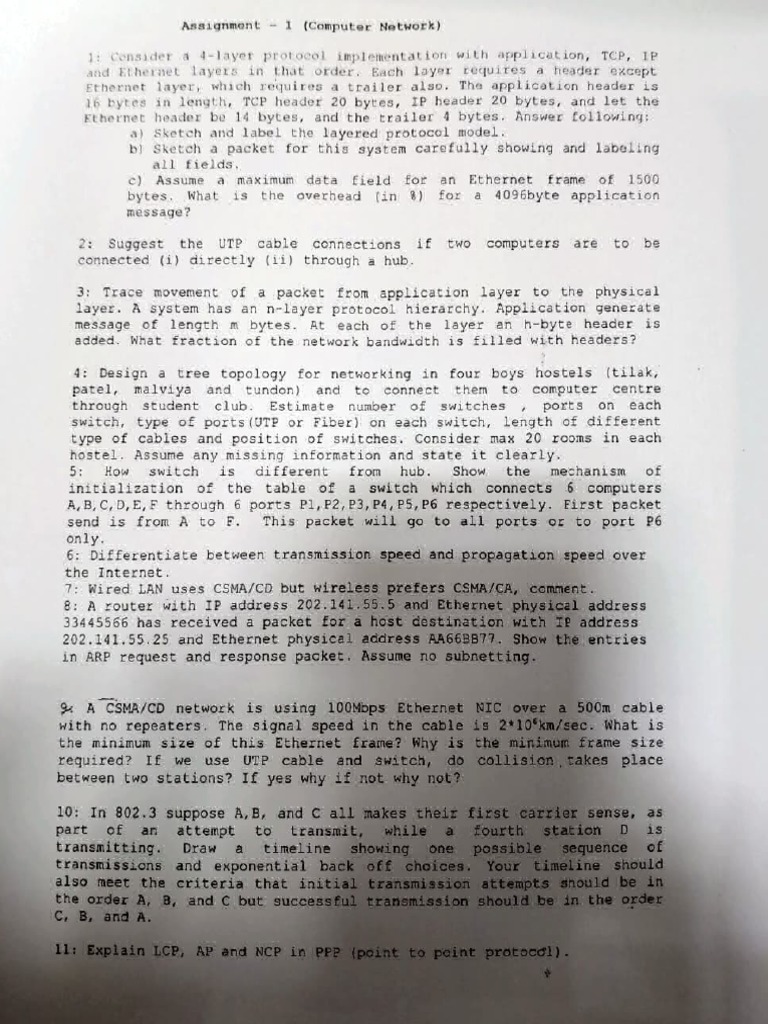 CN Assignment 1 | PDF | Ethernet | Network Switch