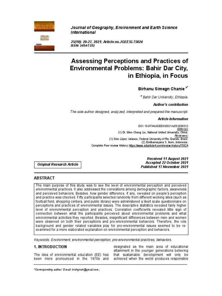 Assessing Environmental Perception | PDF | Attitude (Psychology ...