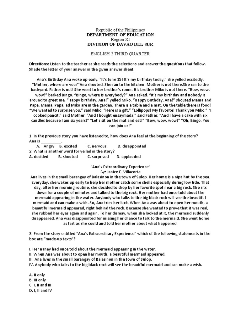 Eng2 Test | PDF | Spider