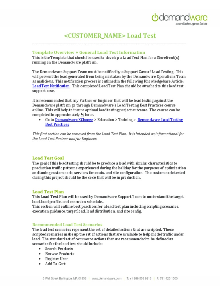 Demandware Load Test Plan - Template | PDF | Analytics | Computing