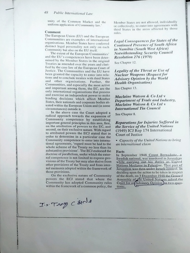 Reparation For Injuries Suffered in The Service of The UN, 1949 | PDF ...