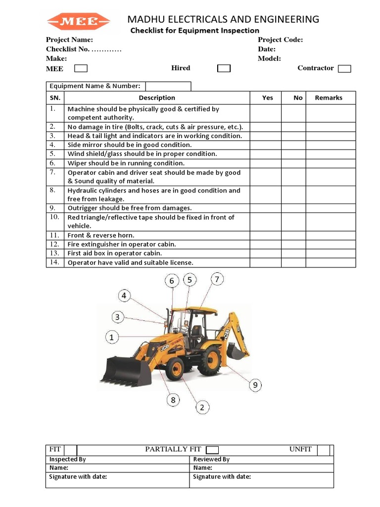 Safety Check List | PDF | Electrical Connector | Crane (Machine)