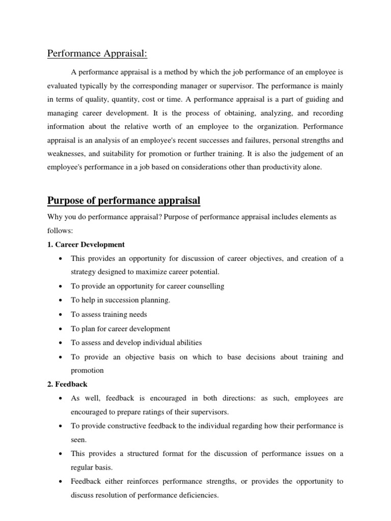 Benefits of Performance Appraisal | Download Free PDF | Performance Appraisal | Behavioural Sciences