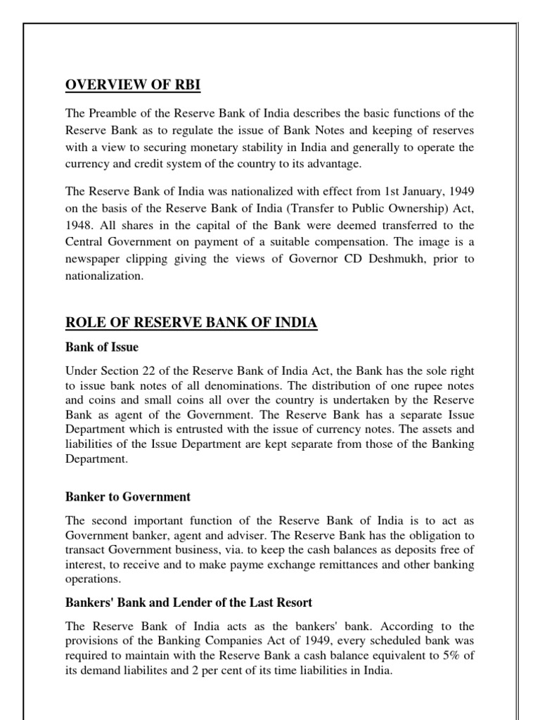 Preamble | PDF | Bank Regulation | Reserve Bank Of India