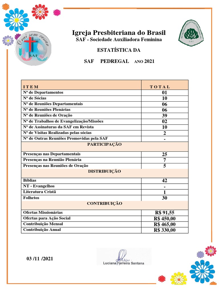 SAF Formulário de Estatística | PDF