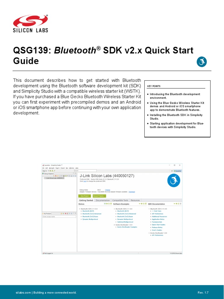qsg139 Getting Started With Bluetooth | PDF | Bluetooth | Software Development Kit