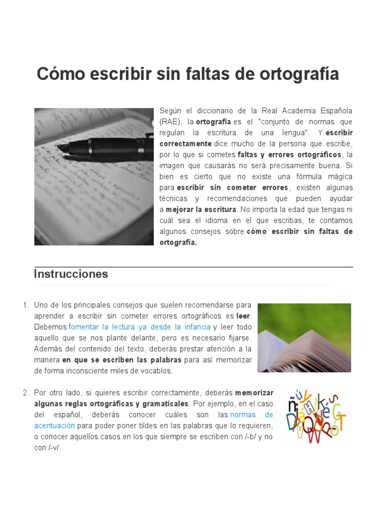 Cómo Escribir Sin Faltas de Ortografía | PDF | Ortografía | Diccionario