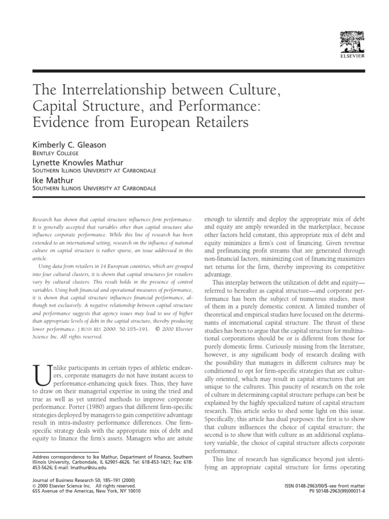 The Interrelationship Between Culture, Capital Structure, and ...
