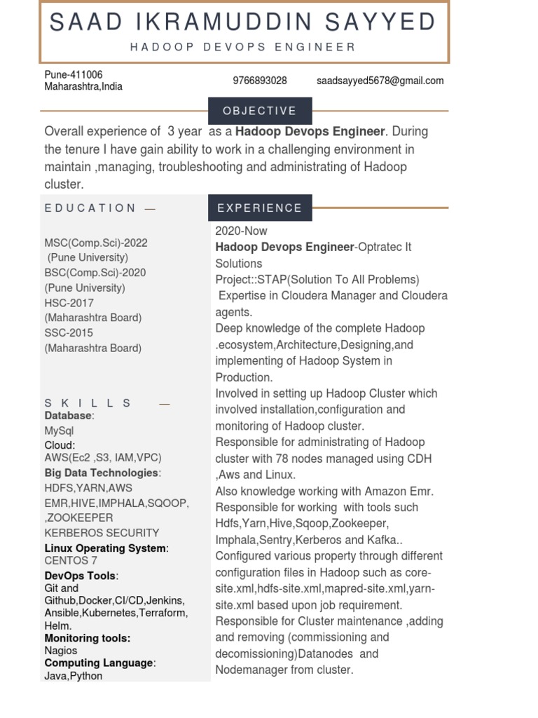 Saad Sayyed | PDF | Apache Hadoop | Computer Cluster