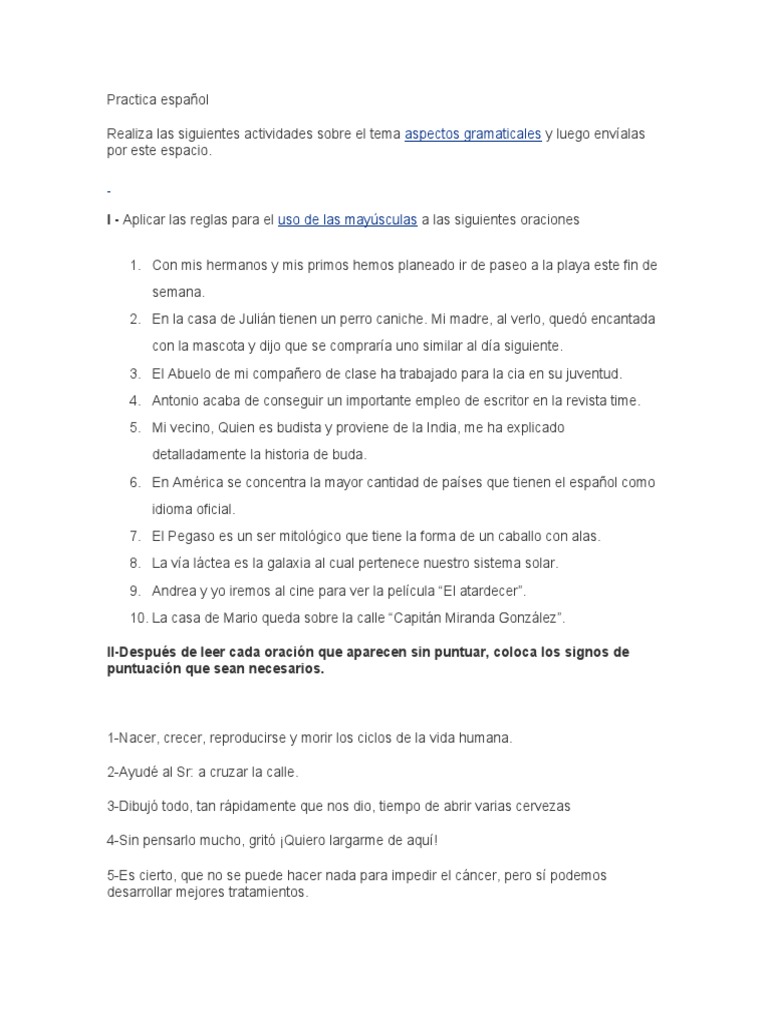 Practica Español Mayuscula | PDF