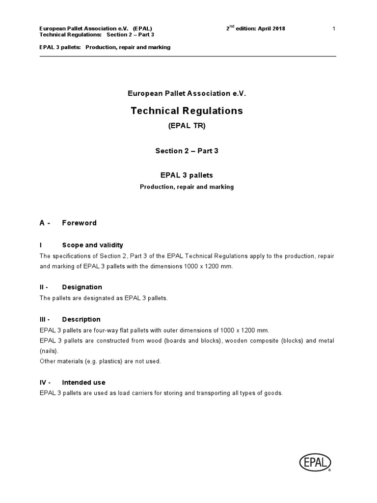 EPAL TRW EPAL3 2edition Section2 Part3 GB | PDF | Wood | Pallet