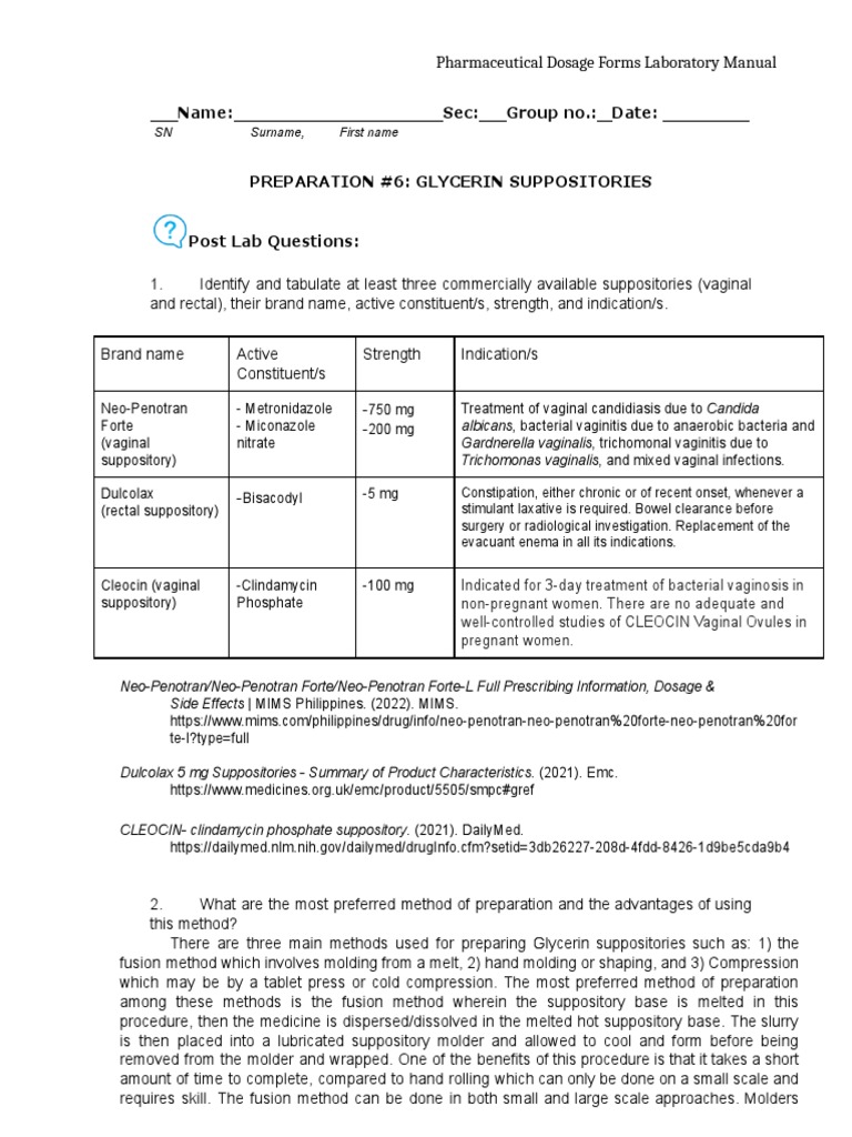 (LR) Prep-6 Post-Lab Assignment | PDF | Clinical Medicine | Drugs