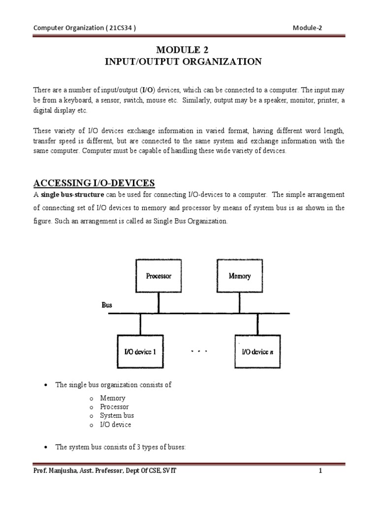 Input Output Organization I O Devices Which Can Be Connected To A Computer The Input May