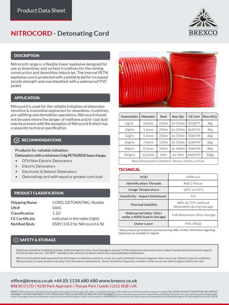 Brexco Nitrocord TDS 2023 | PDF | Implied Warranty | Materials