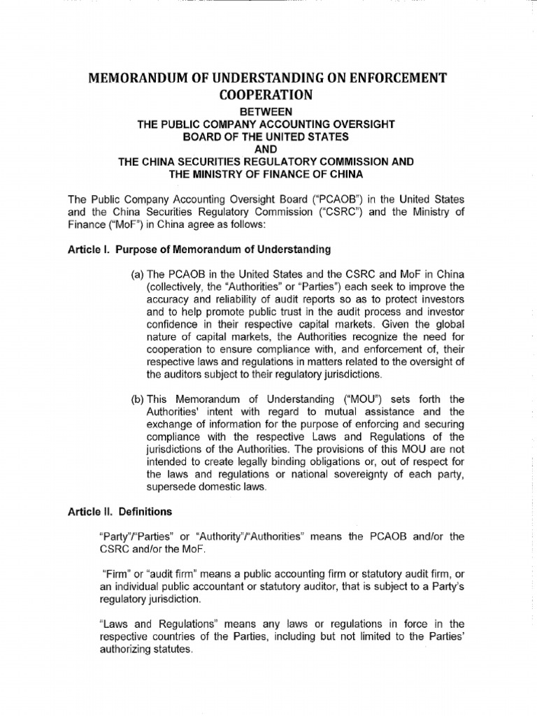 Memoranudm of Understanding | PDF | Audit | Regulatory Compliance