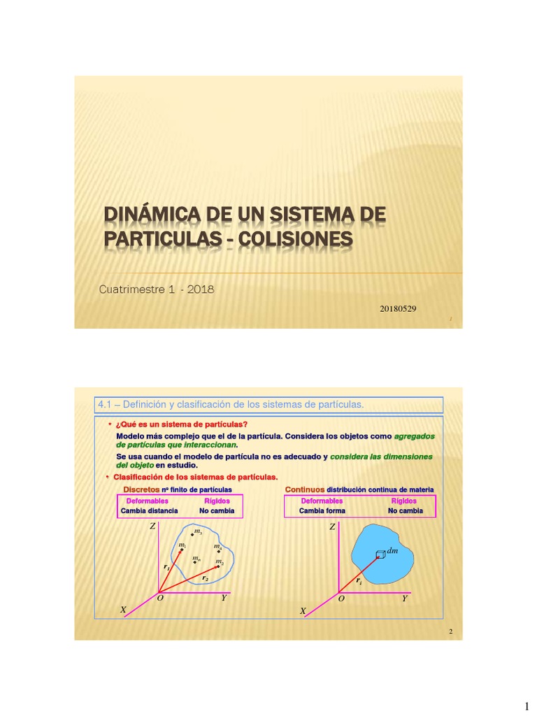 2018 01 10 Dinamica - Sistema - Particulas | PDF | Masa | Física Aplicada e Interdisciplinaria