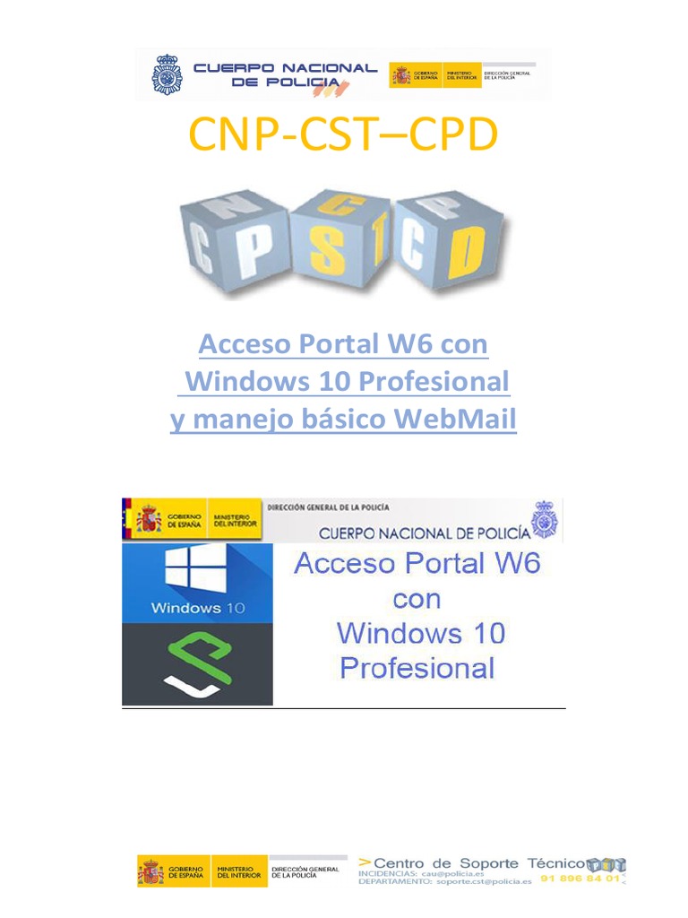 CNP-CST-CPD: Acceso Portal W6 Con Windows 10 Profesional Y Manejo Básico Webmail | PDF | Windows ...