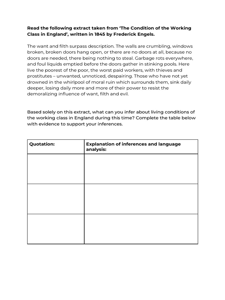 Engels on 1845 Working Class Struggles | PDF