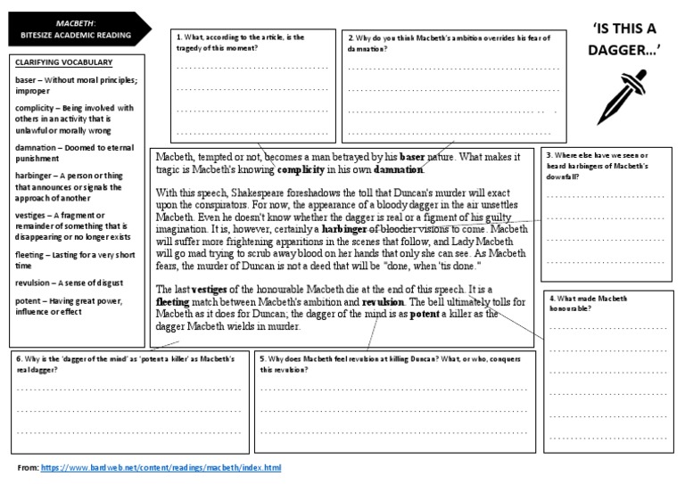 Bitesize Academic Reading - Is This A Dagger | PDF | Macbeth
