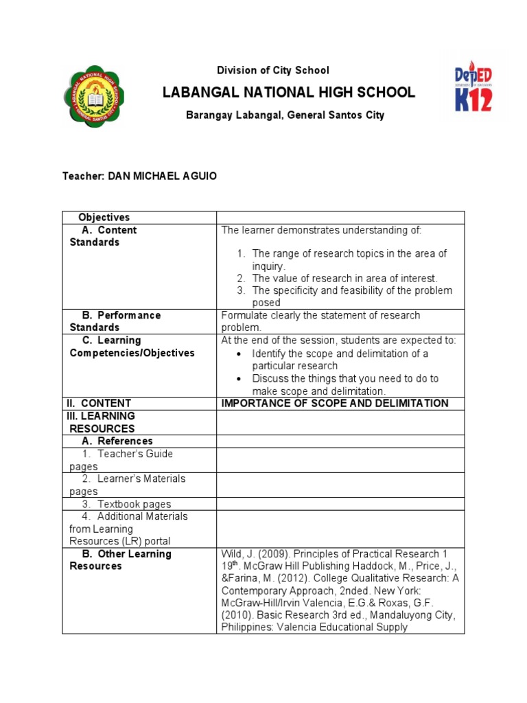 DLP - Scope and Delimitation | PDF | Data | Learning