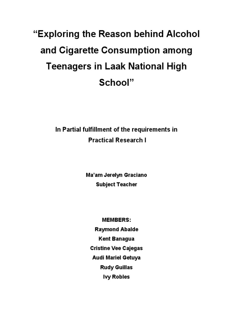 Exploring The Reason Behind Alcohol and Cigarette Consumption Among ...