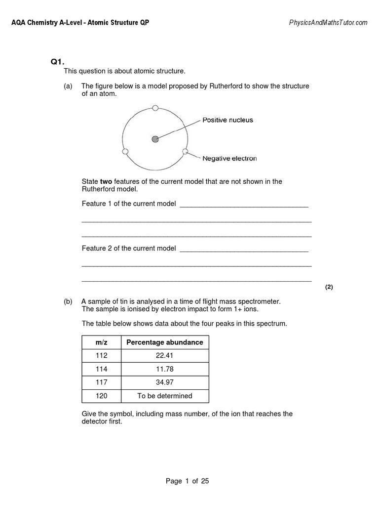 Atomic Structure QP | Download Free PDF | Time Of Flight Mass Spectrometry | Mass Spectrometry