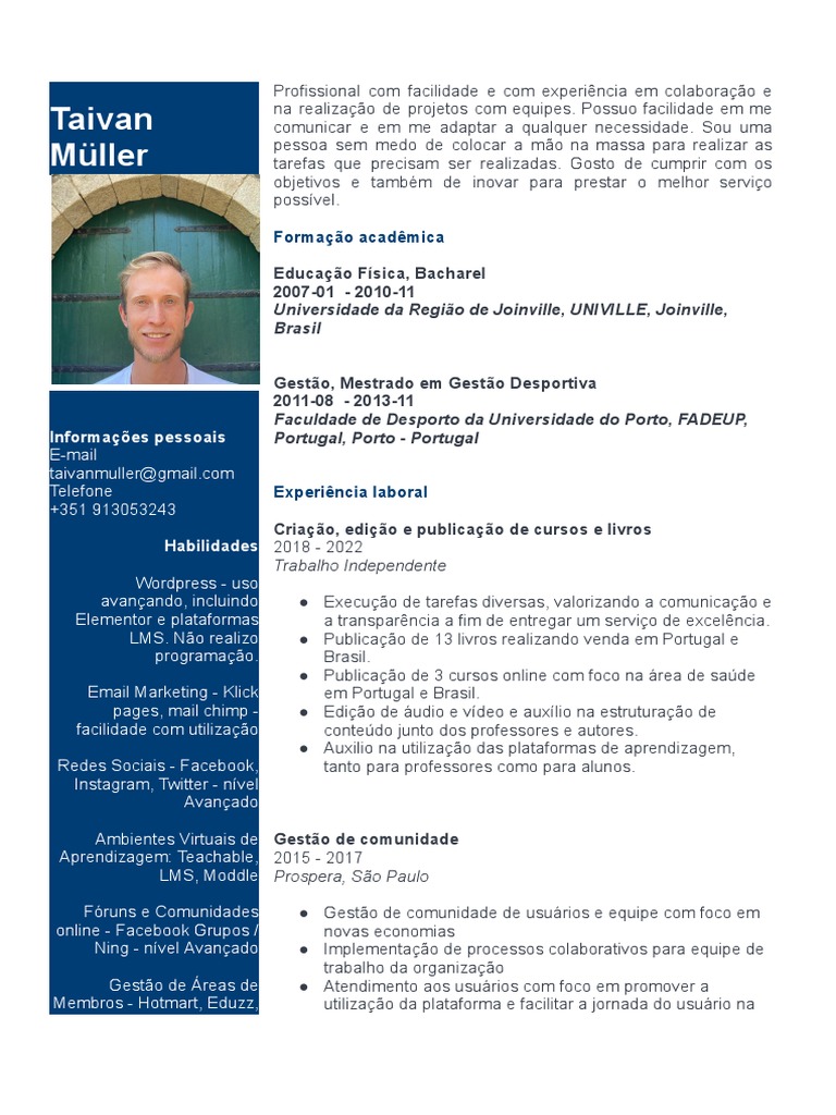 CV Taivan Steckling Muller Completo | PDF | Informática