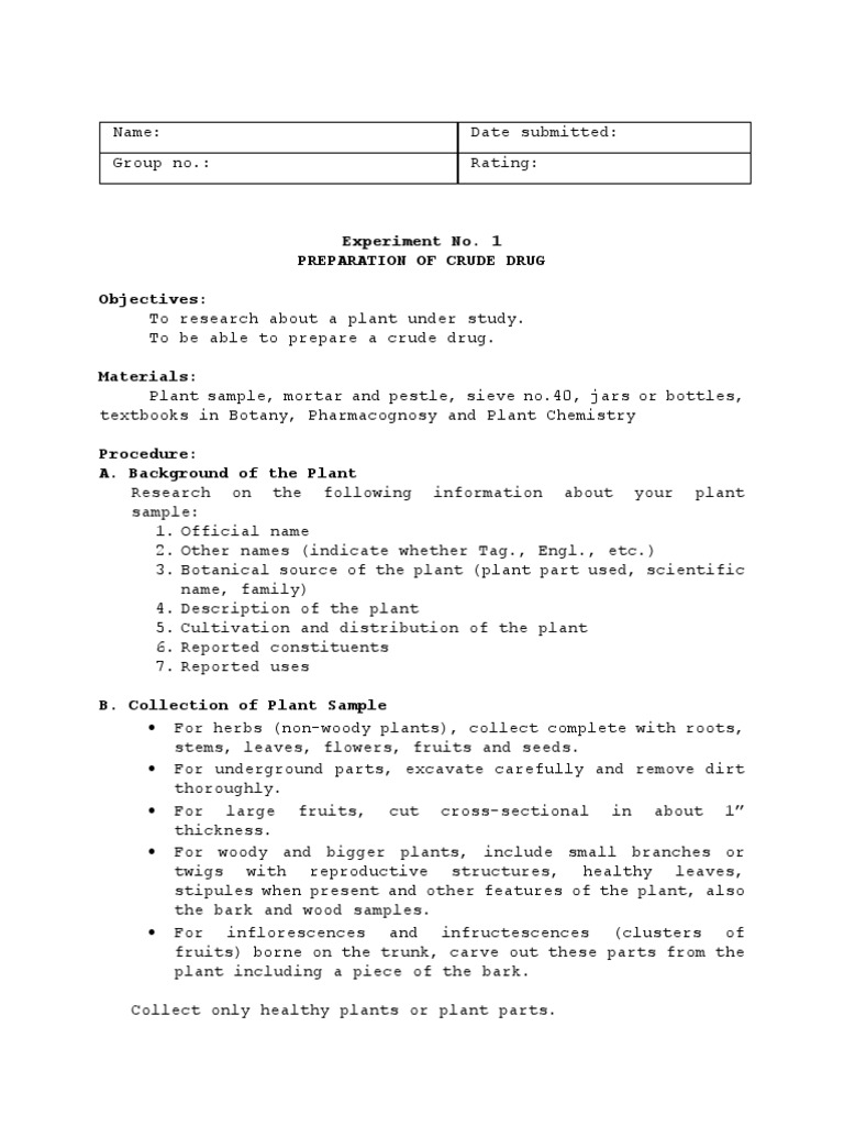 Pharmacognosy Prelim Experiments | PDF | Ethanol | Water