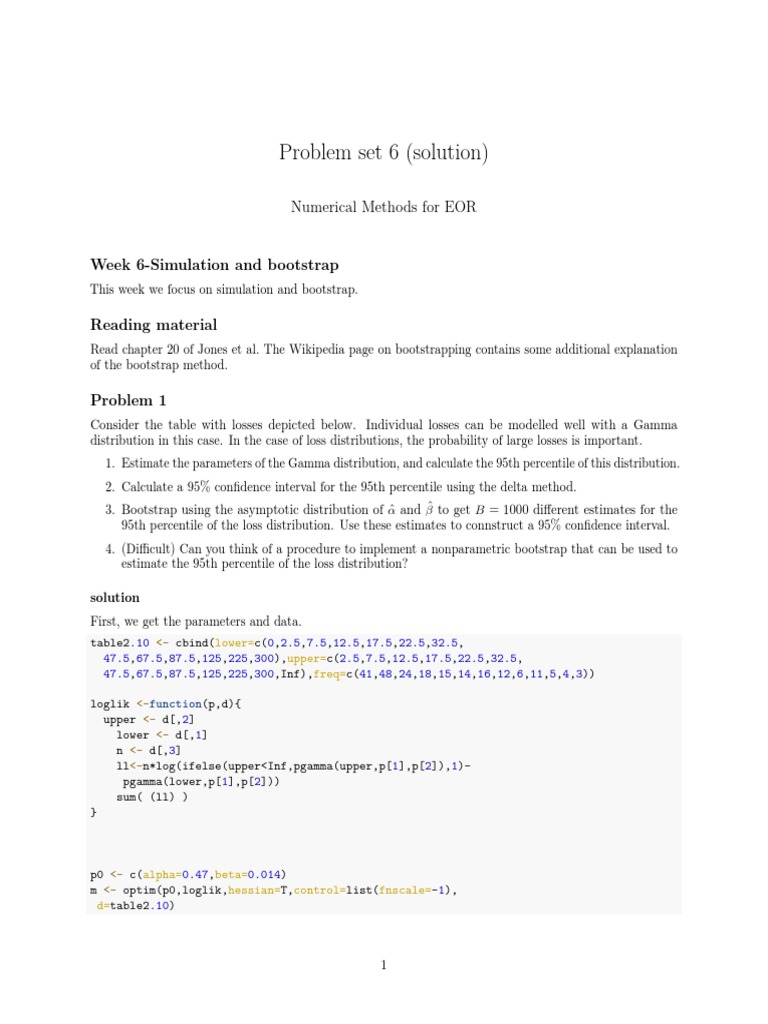 Problem Set 6 Solution Numerical Methods | PDF | Bootstrapping (Statistics) | Estimator