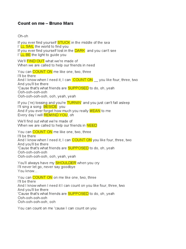 Bruno Mars - Count On Me | PDF