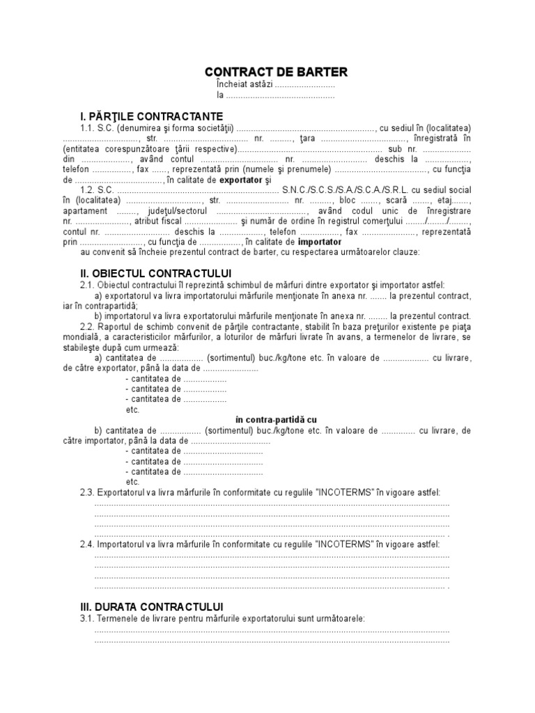 Contract de Barter | PDF