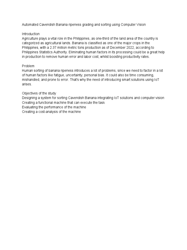Automated Cavendish Banana Ripeness Grading and Sorting Using Computer ...