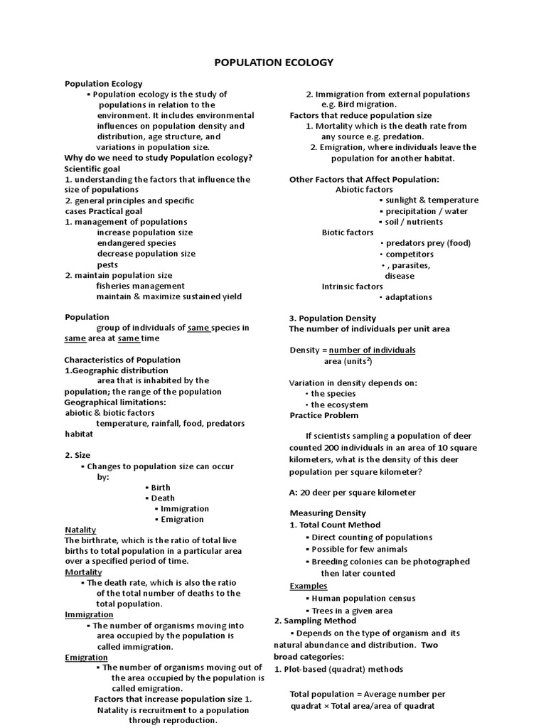 Understanding Population Dynamics: An Analysis of Factors Influencing Population Size, Density ...