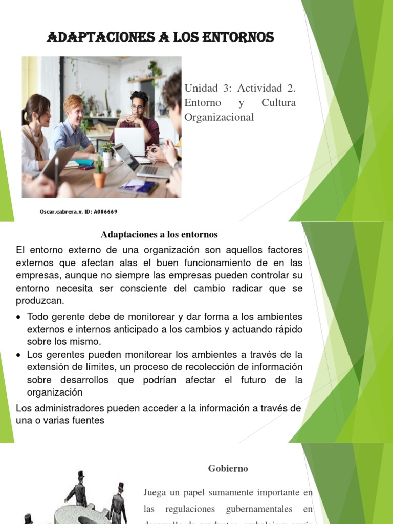 Adaptaciones A Los Entornos: Unidad 3: Actividad 2. Entorno y Cultura Organizacional | PDF ...