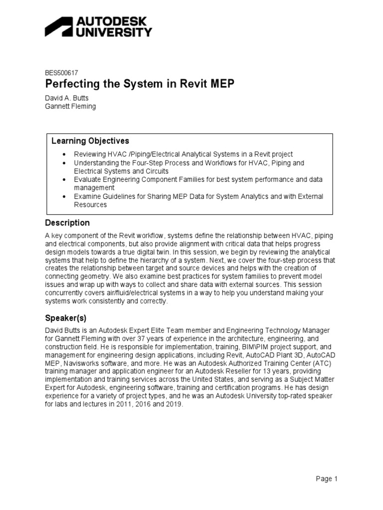 AU2022 - BES500617 - Perfecting The System in Revit MEP | PDF ...
