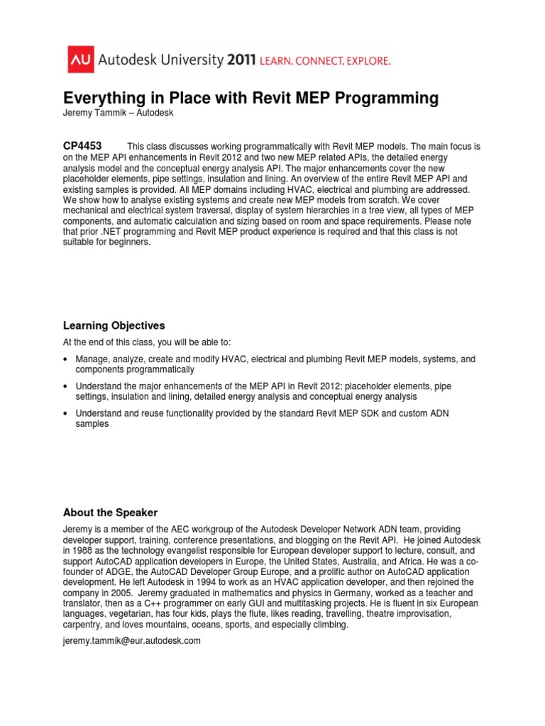 Advanced Revit MEP Programming Guide | PDF | Autodesk Revit ...
