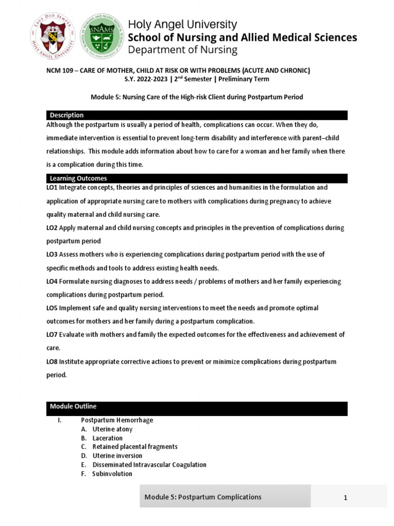 Postpartum Complications | PDF | Postpartum Period | Uterus