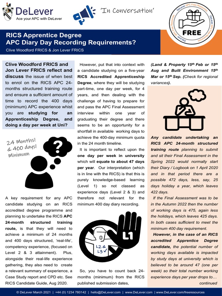 DeLever APC Apprentice Diary Days v4 Mar2020 | PDF