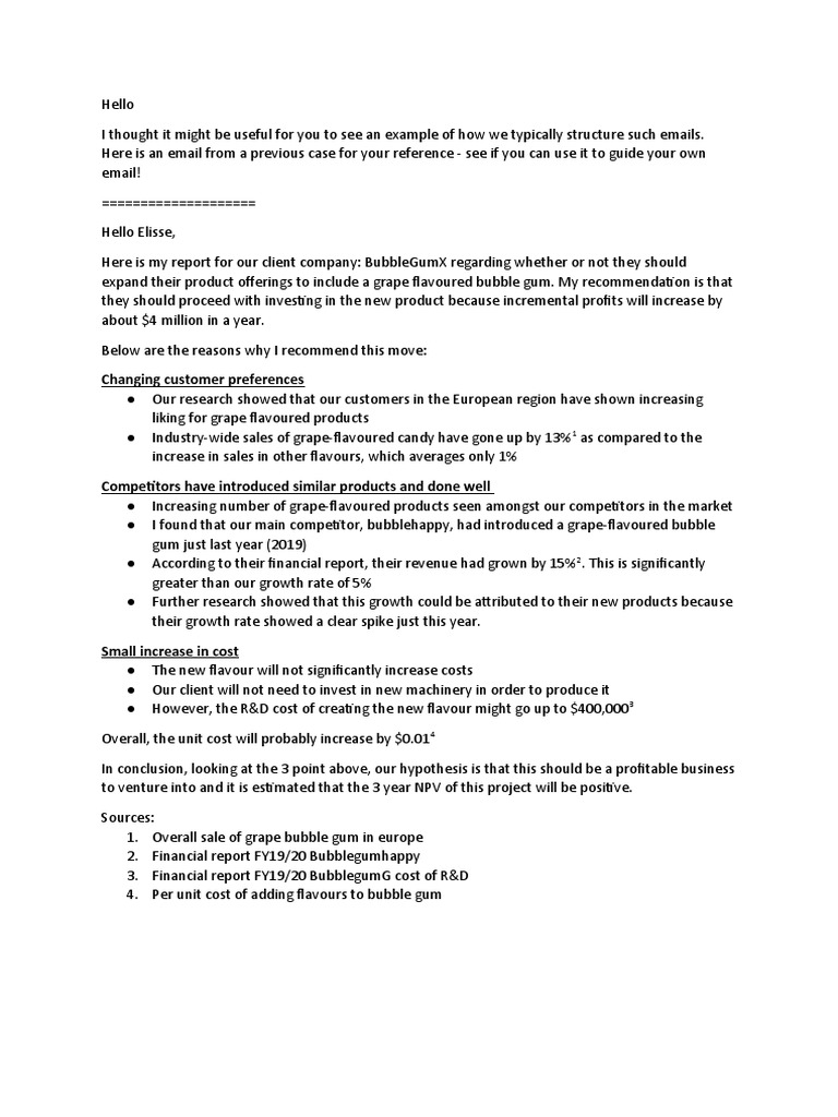 BCG Forage Task 1 Past Email Example | PDF