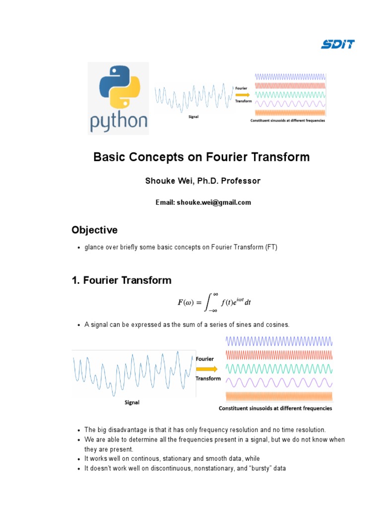 Basic Concepts On Fourier Transform: Objective | PDF