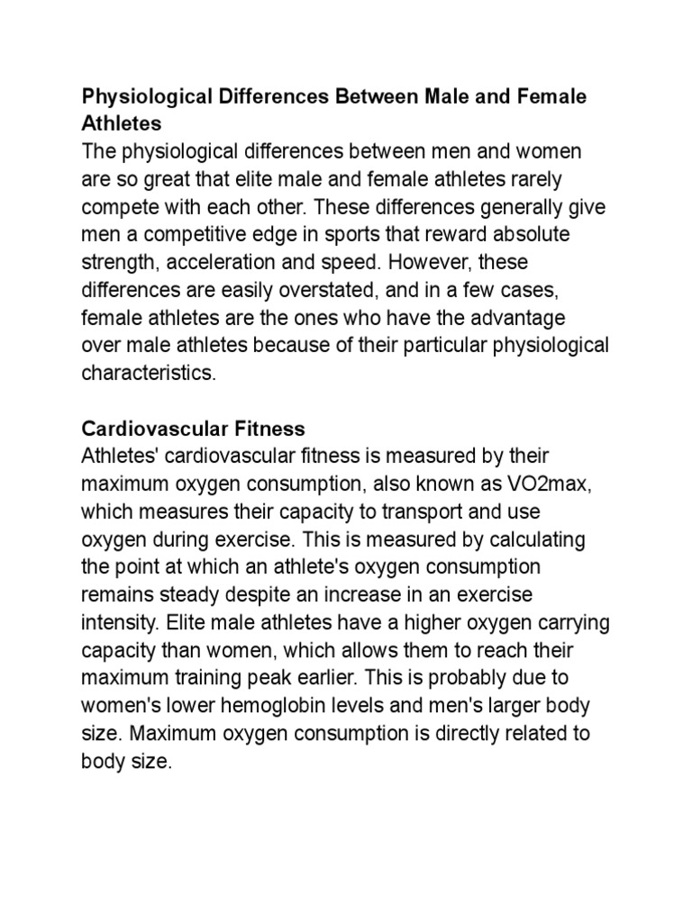 Physiological Differences Between Male and Female Athletes | PDF ...