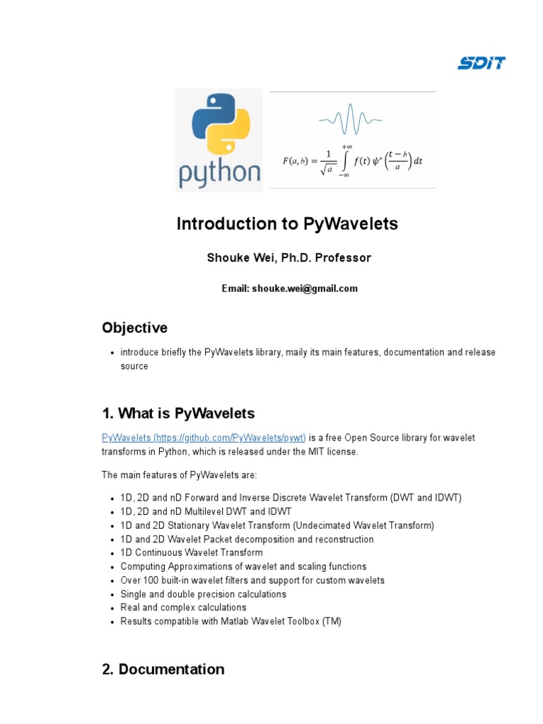 Introduction To Pywavelets: Objective | PDF