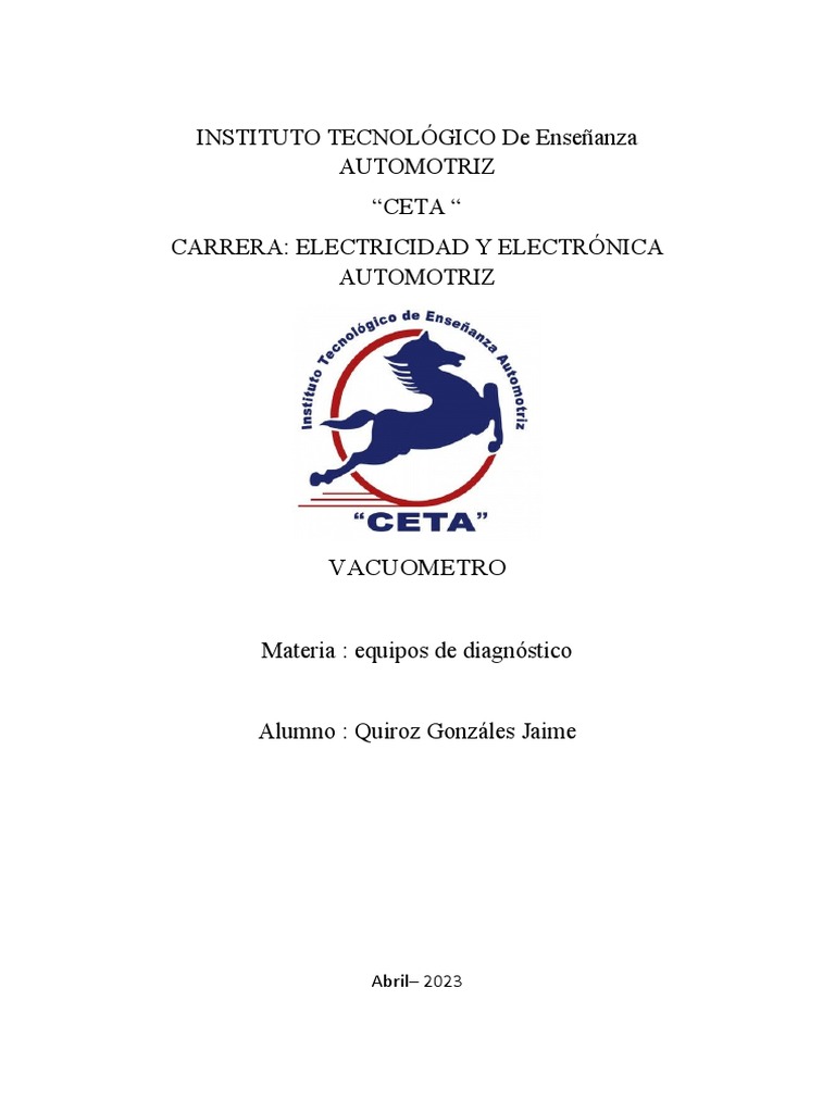 Instituto Tecnológico de Enseñanza Automotriz "Ceta " Carrera ...