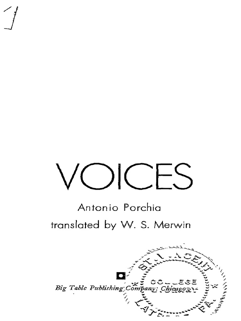 Antonio Porchia, Trans. by W.S. Merwin - Voices-Big Table Publishing (1969) | PDF | Soul | Nothing