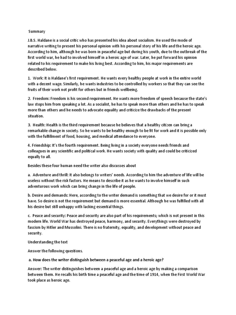 Haldane's Four Essential Life Needs | PDF | Socialism