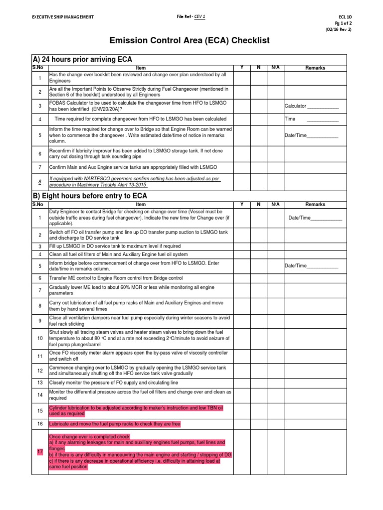 ECA CO Procedure | PDF | Fuel Oil | Pump