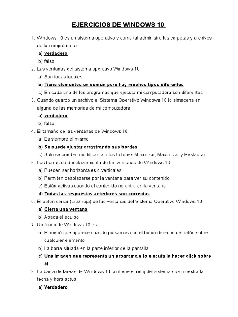 Ejercicios de Windows 10 | PDF | Ventana (informática) | Archivo de computadora